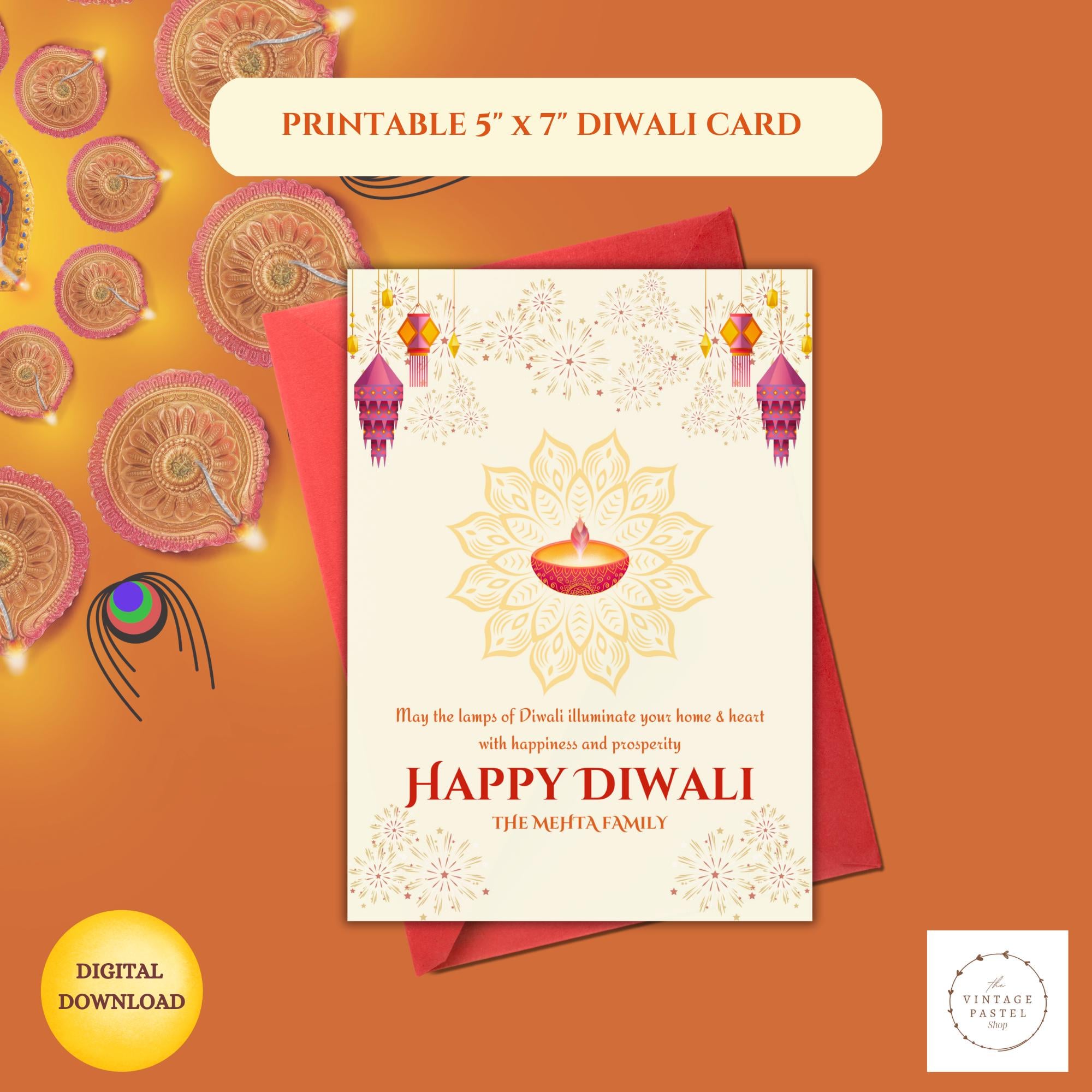 Editable Diwali Greetings | Printable Happy Diwali Card | Golden Diwali ...