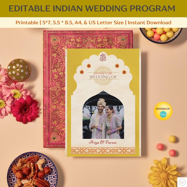 Editable Indian Wedding Program: Hindu Ceremony Booklet (digital ...