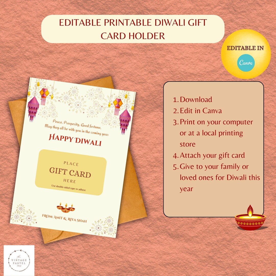 Editable Diwali Gift Card Holders Printable Deepavali Gifts Diwali ...