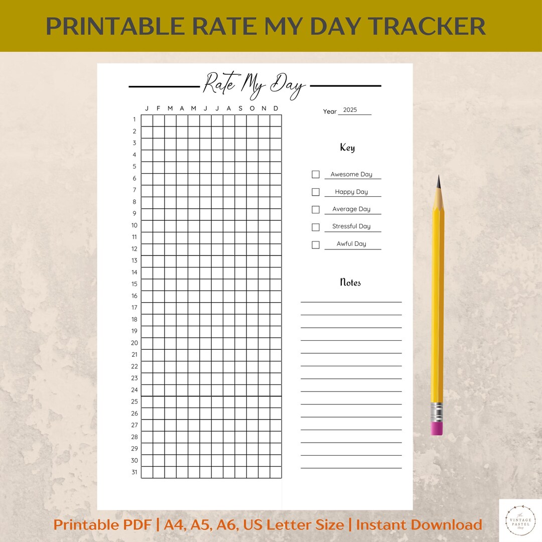 Editable Rate My Day Tracker: Year in Dots (digital Download) - Etsy