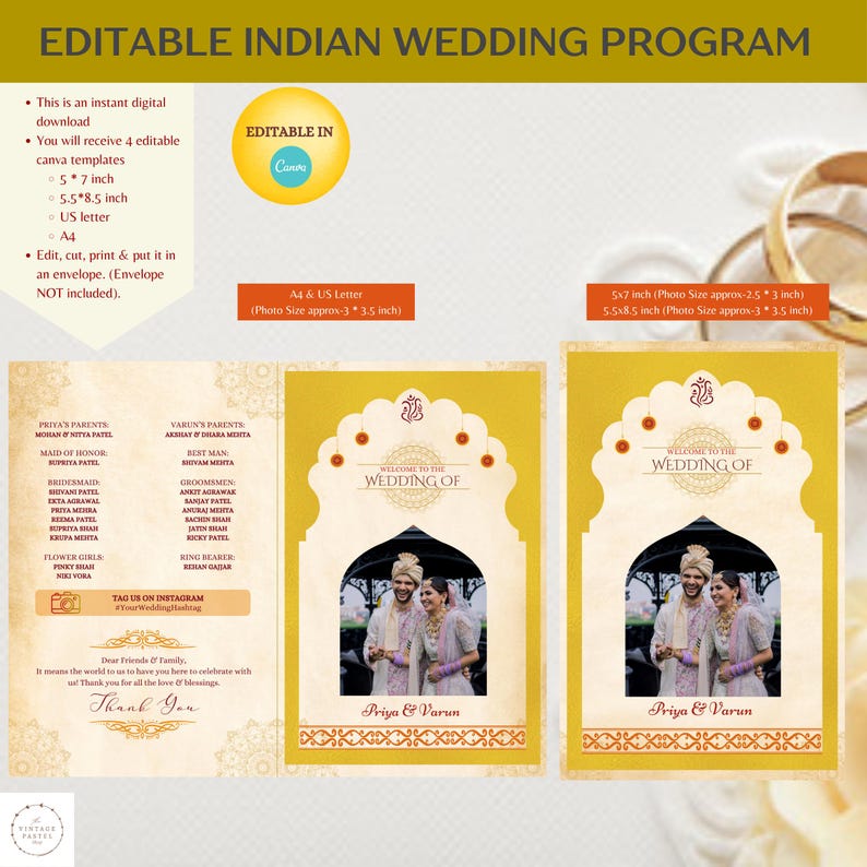 Editable Indian Wedding Program: Hindu Ceremony Booklet (digital ...