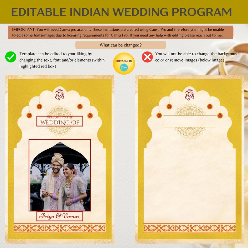 Editable Indian Wedding Program: Hindu Ceremony Booklet (digital ...