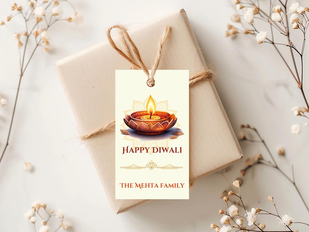 Editable Printable Happy Diwali Gift or Favor Tag | Diwali Gift Tag ...