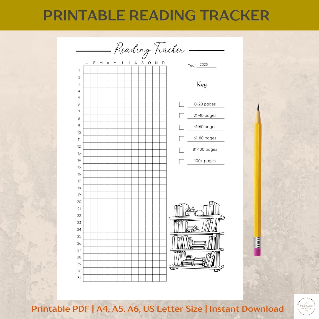 Editable Yearly Reading Tracker | A Year in Dots | Period Tracker | A4 ...