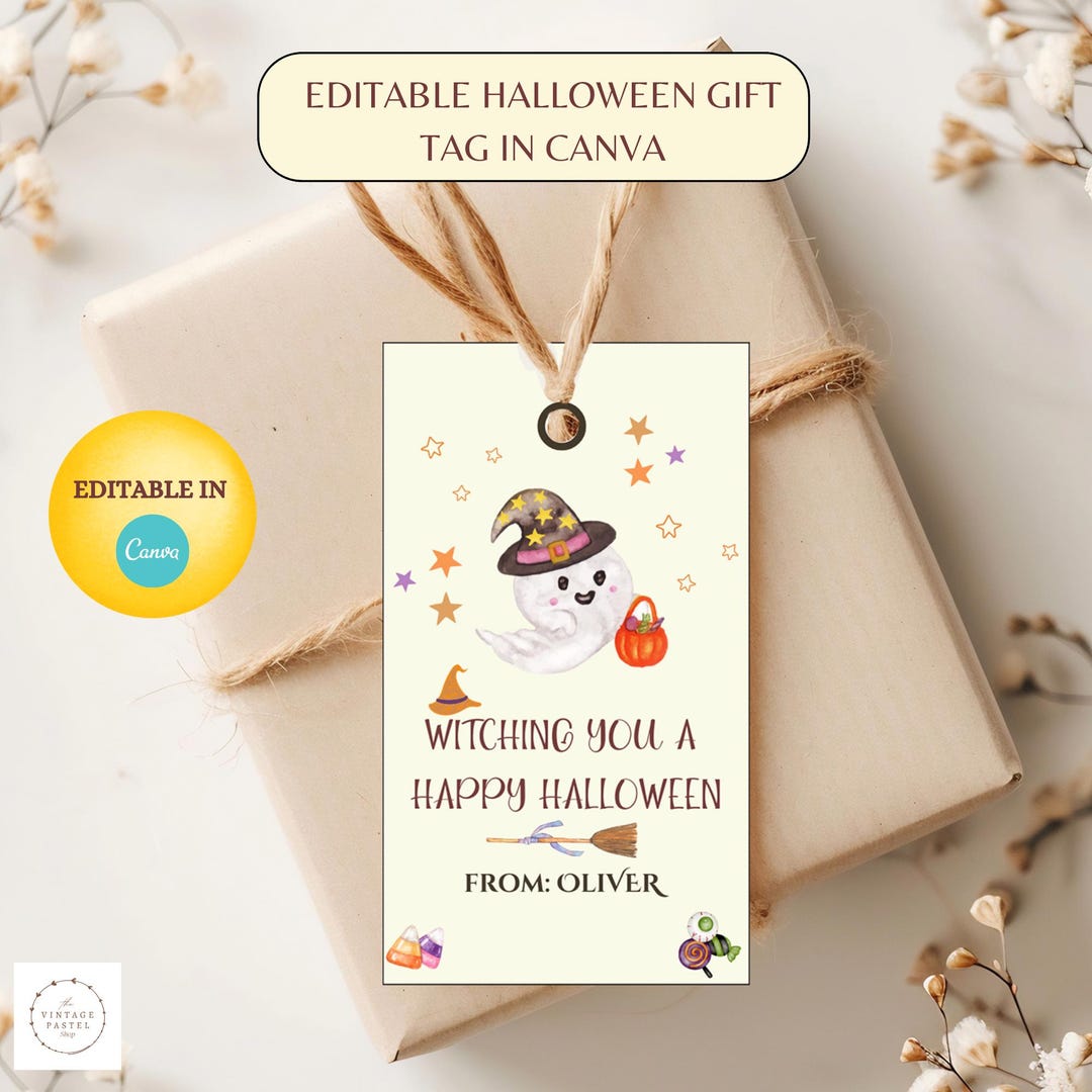 EDITABLE Halloween Treat Tags Halloween Witch Favor Tags Witching You A ...