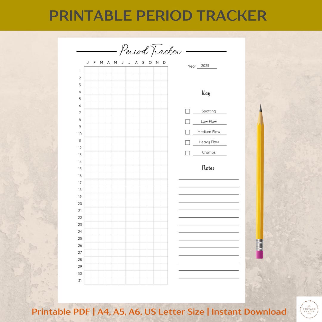 Editable Yearly Period Tracker | A Year in Dots | Period Tracker | A4 ...