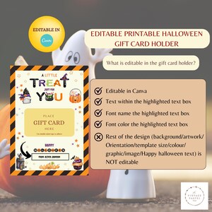Editable Printable Halloween Gift Card Holder Halloween Party Teacher ...