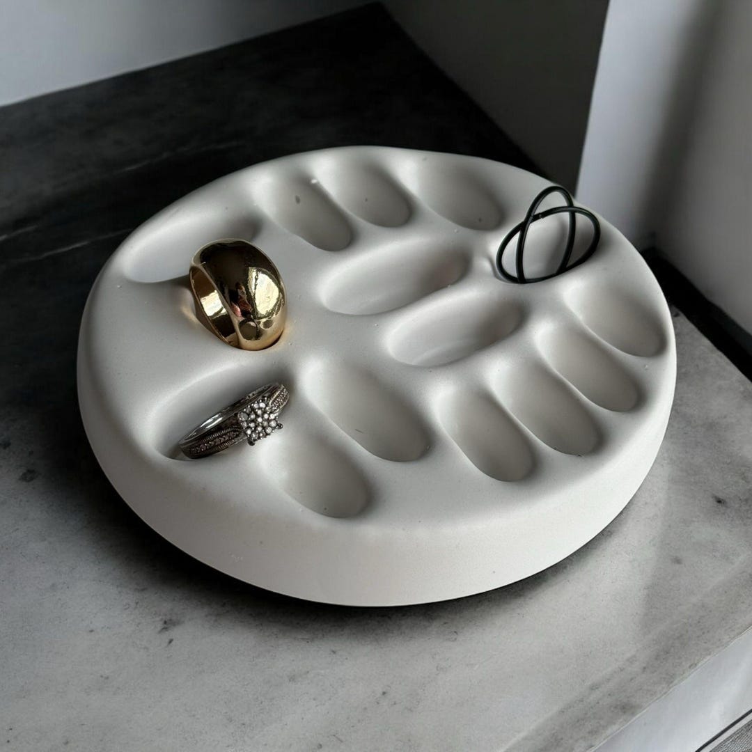 Handmade Gypsum Ring Holder: Elegant White Coaster Tray - Etsy