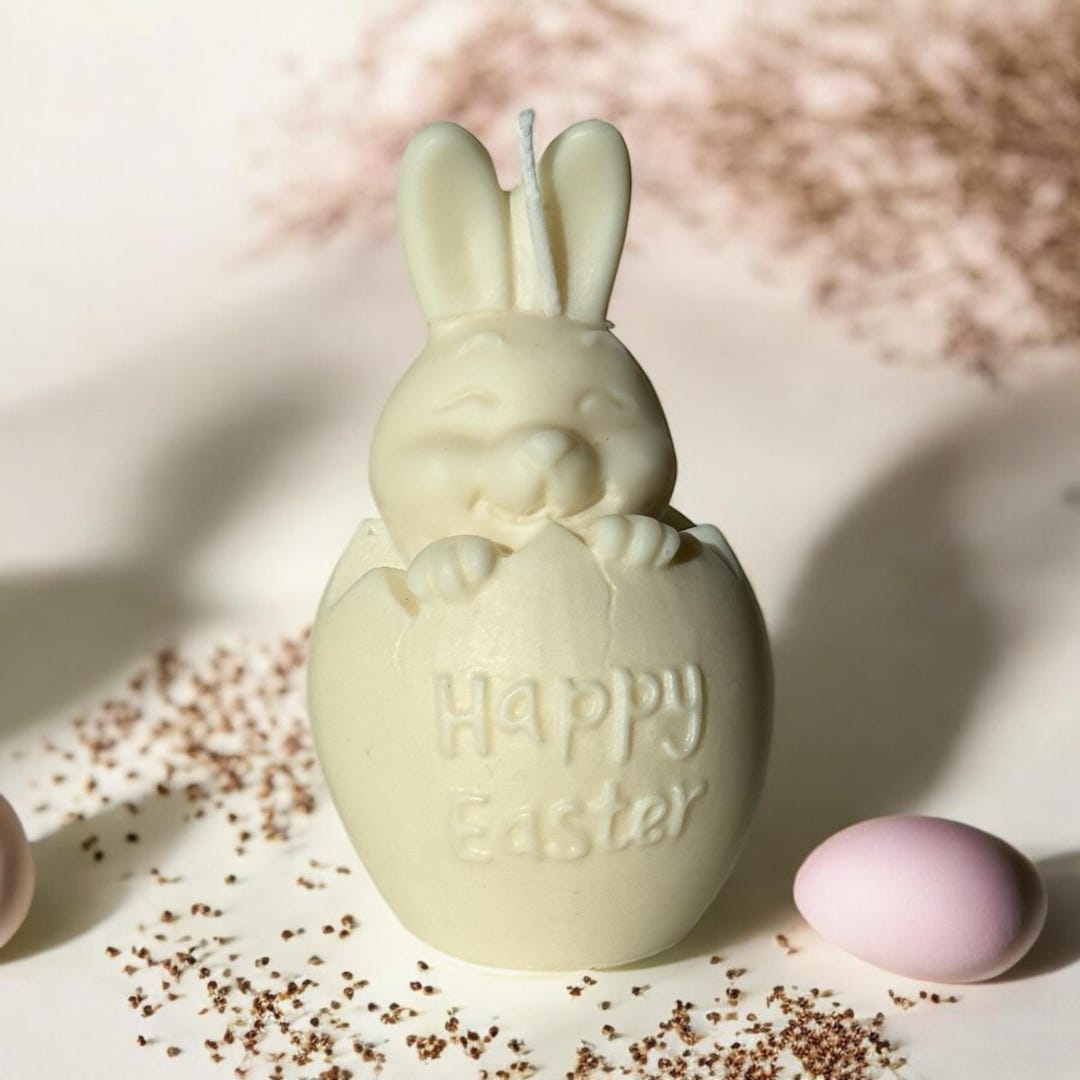 Easter Bunny Candle, Happy Easter Candle, Cute Bunny in Egg Candle ...