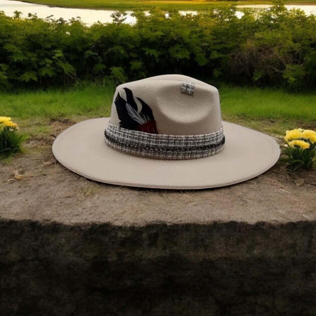 Patchwork Poker Vintage Felt Hat: Wide Brim Design - Etsy