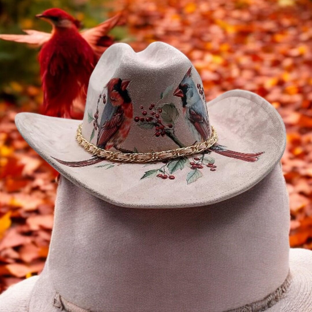 Redbird Embellished Suede Outdoor Casual Cowboy Hat. - Etsy