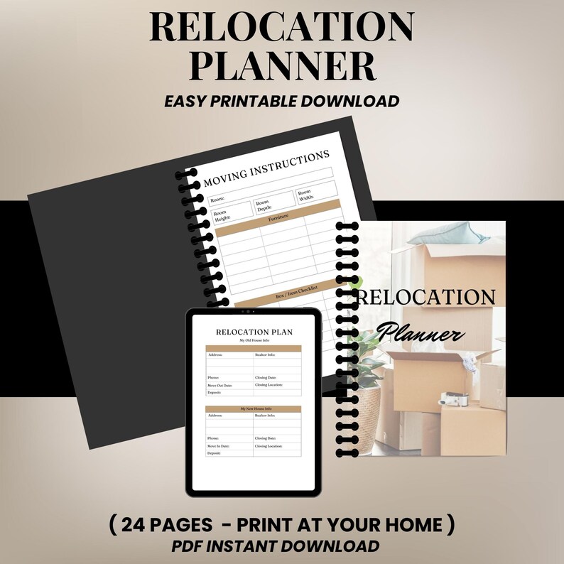 Relocation Printable Planner, Packing Guide, Moving Day Essentials ...