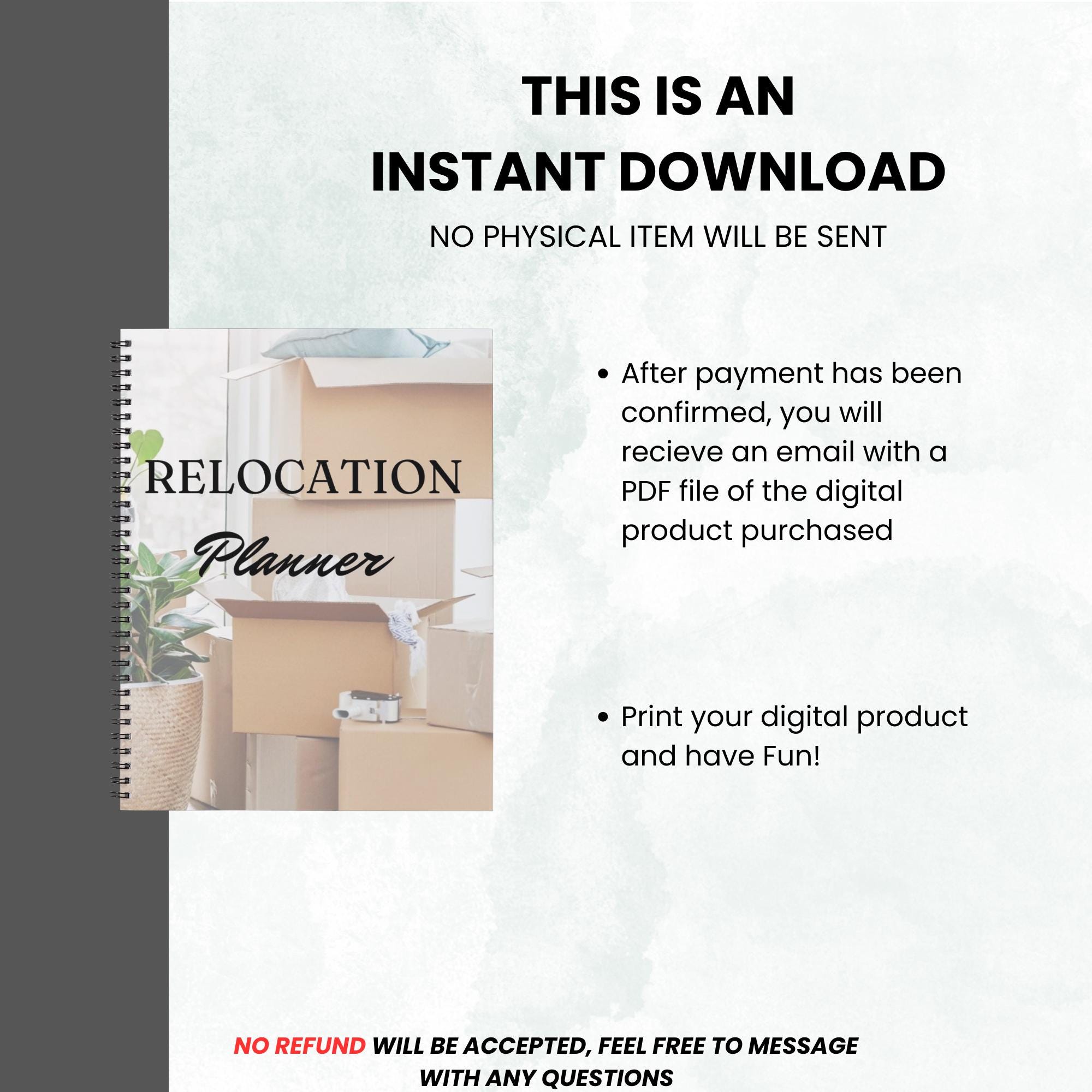 Relocation Printable Planner, Packing Guide, Moving Day Essentials ...