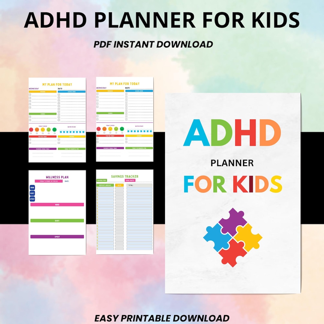 Printable ADHD Planner for Kids, Kids Planner, Digital Planner ...