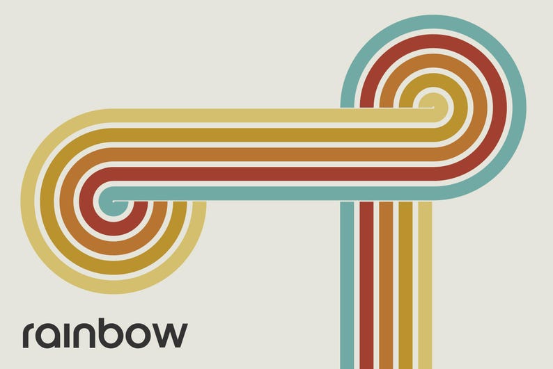 Retro Rainbow Vector Graphics, Patterns, SVG & Png's for Canva - Etsy