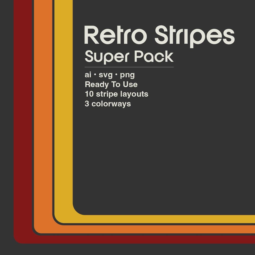 70's Retro Stripe Vectors & Png's for Canva Design - Etsy