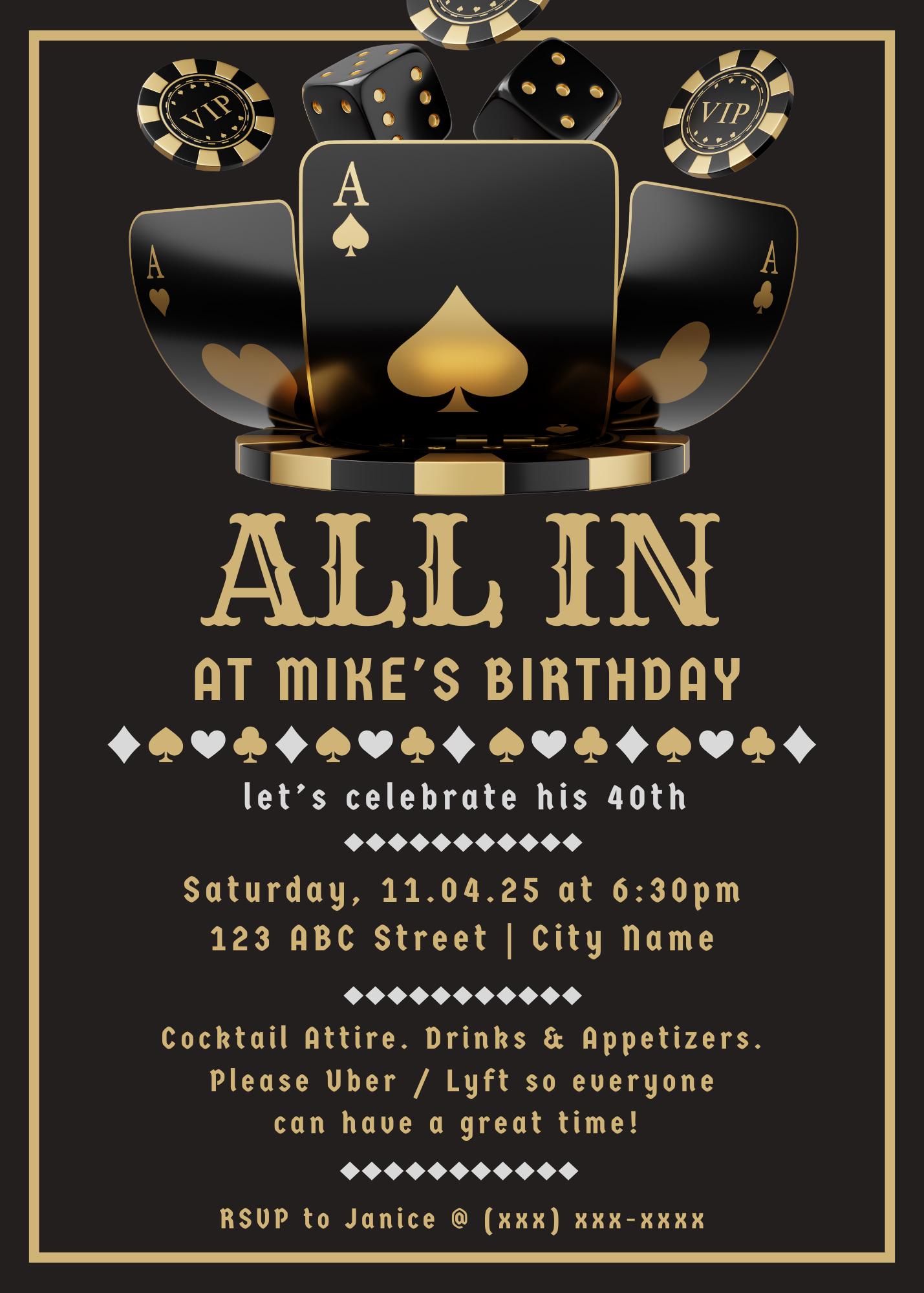 Casino Party Invitation - Etsy