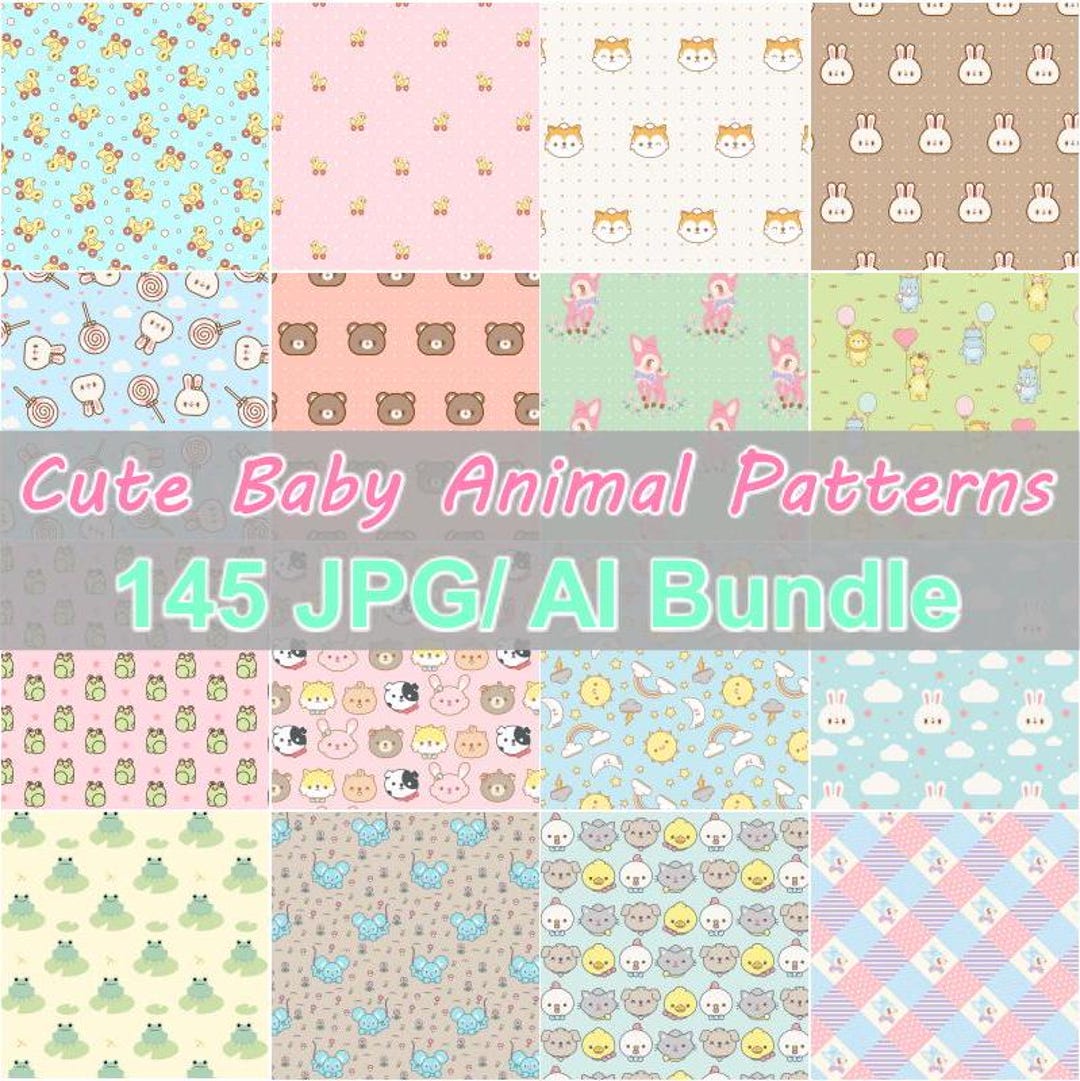 Cutecore Baby Animal Patterns Backgrounds Prints Supplies Journal Pages ...