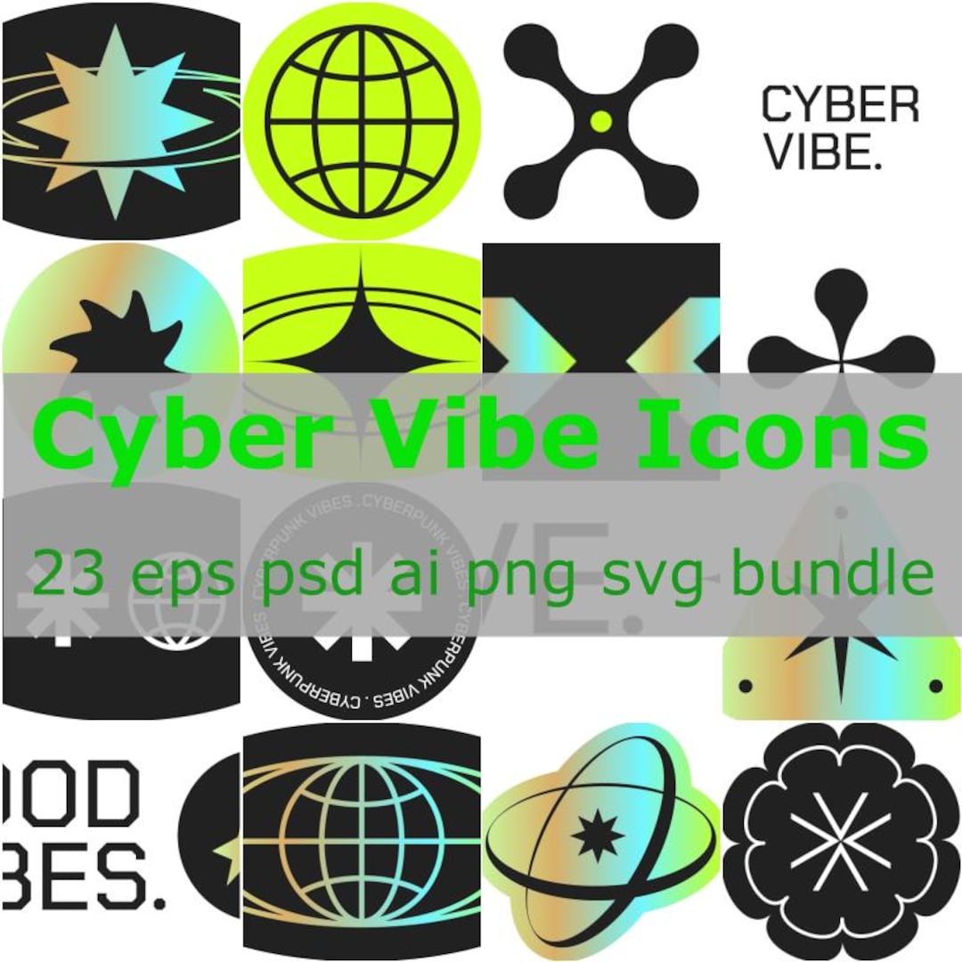 Cyber Vibe Icons for Cricut Design Svg Bundle Png Ai Psd Eps Fantastic ...