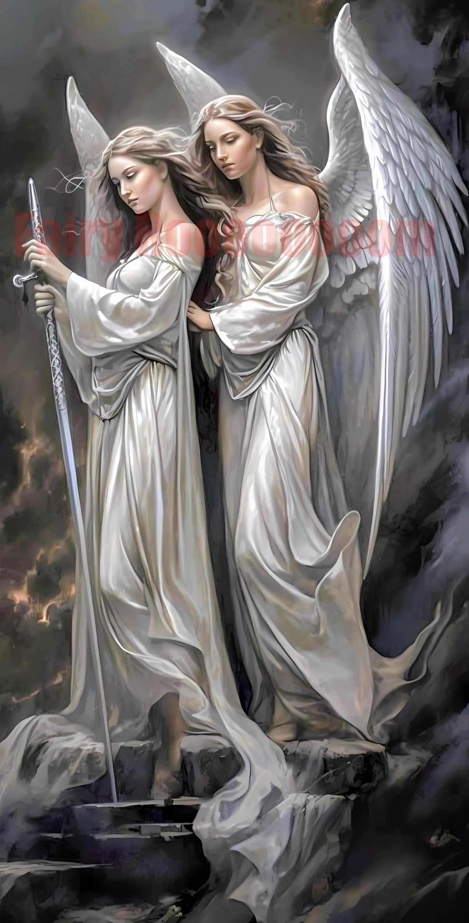 Fantasy Star Angel Illustrations Celestial Beauty Sky Wings Digital ...