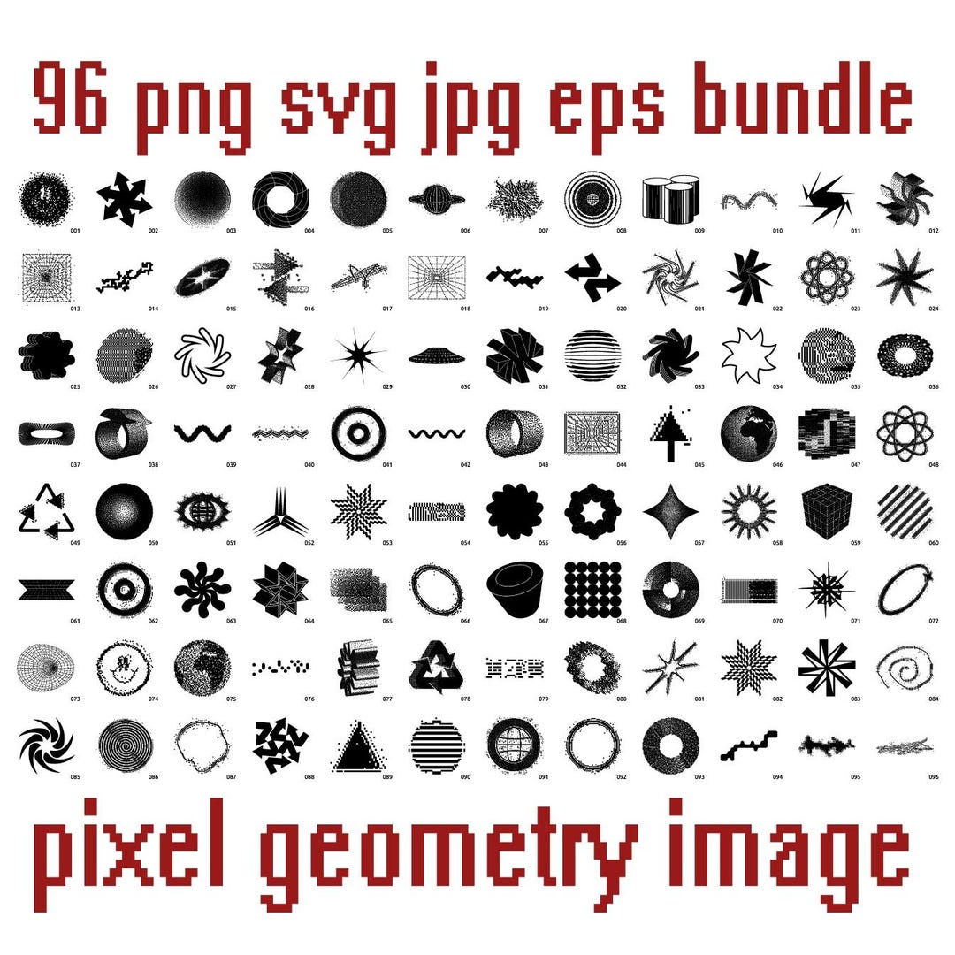 96 Pixel Geometry Image Png Svg Eps Jpg Bundle Futuristic Icons Outer ...