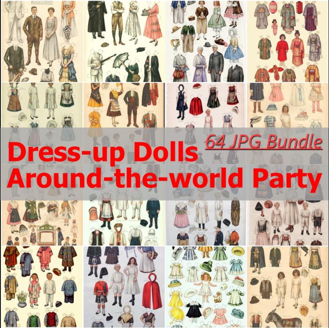 Around the World Dress-up Dolls Bundle Antique Book Pages Scan Version ...