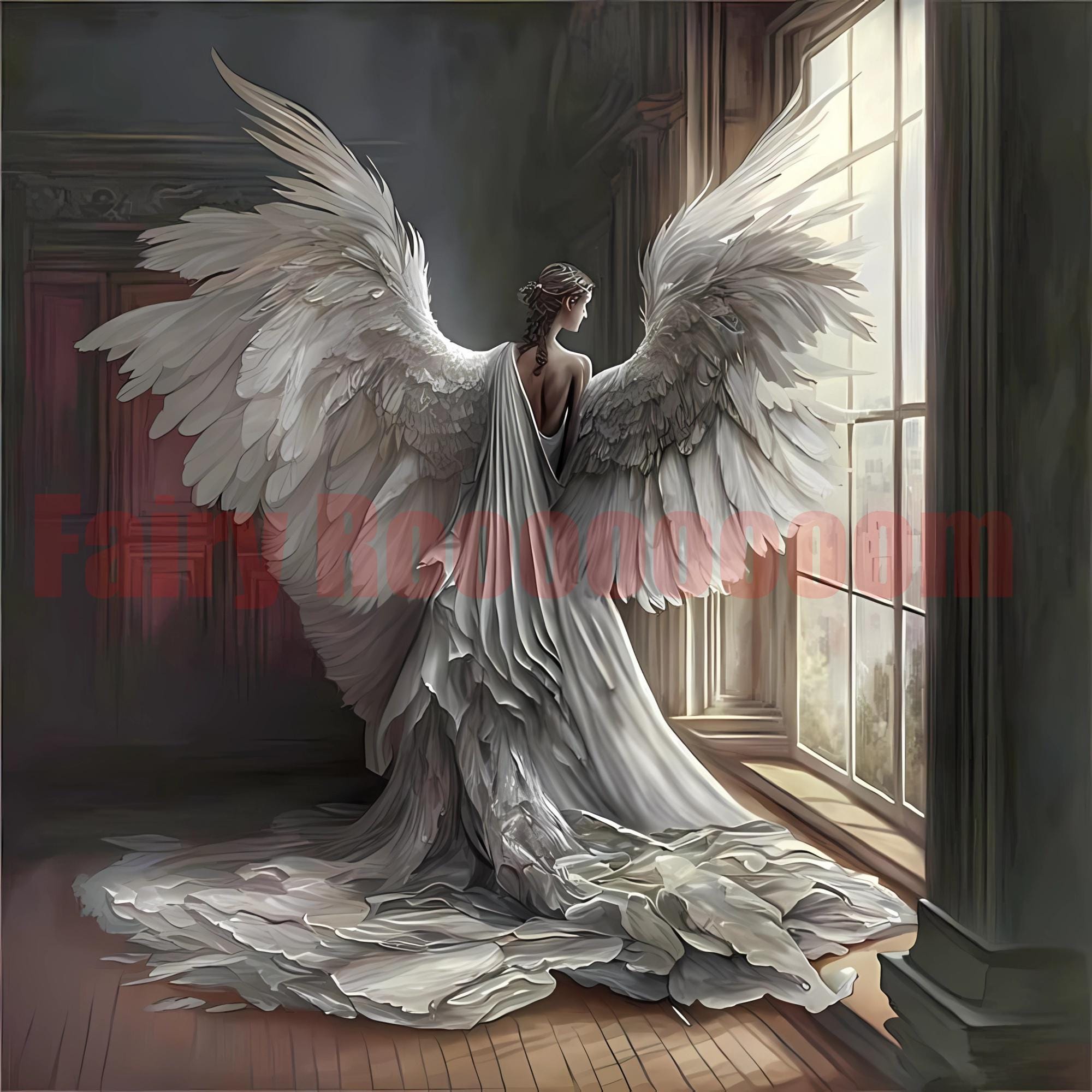 Fantasy Star Angel Illustrations Celestial Beauty Sky Wings Digital ...