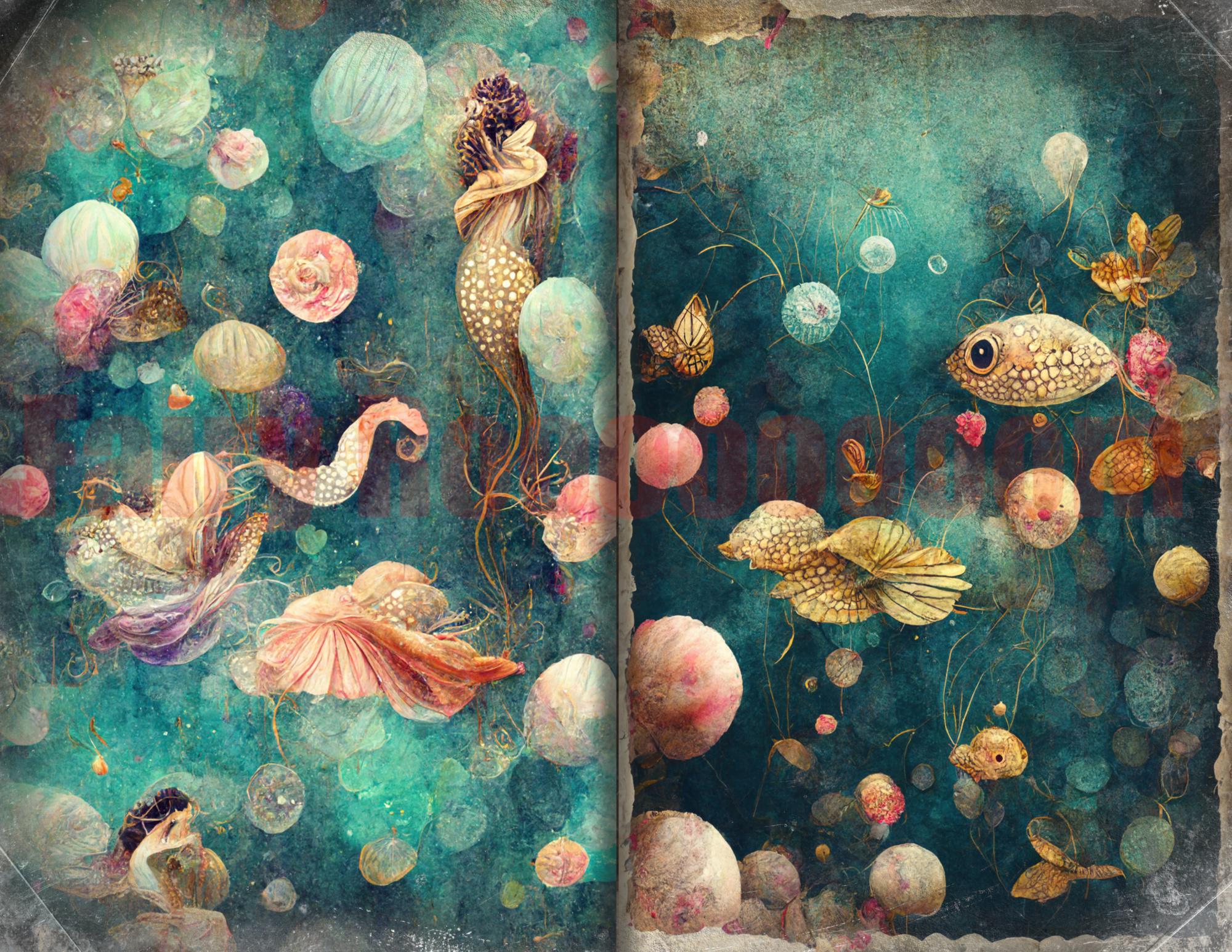 Dreamy Ocean Beauty DIY Mermaid Jellyfish Fairytale Prints for Junk ...