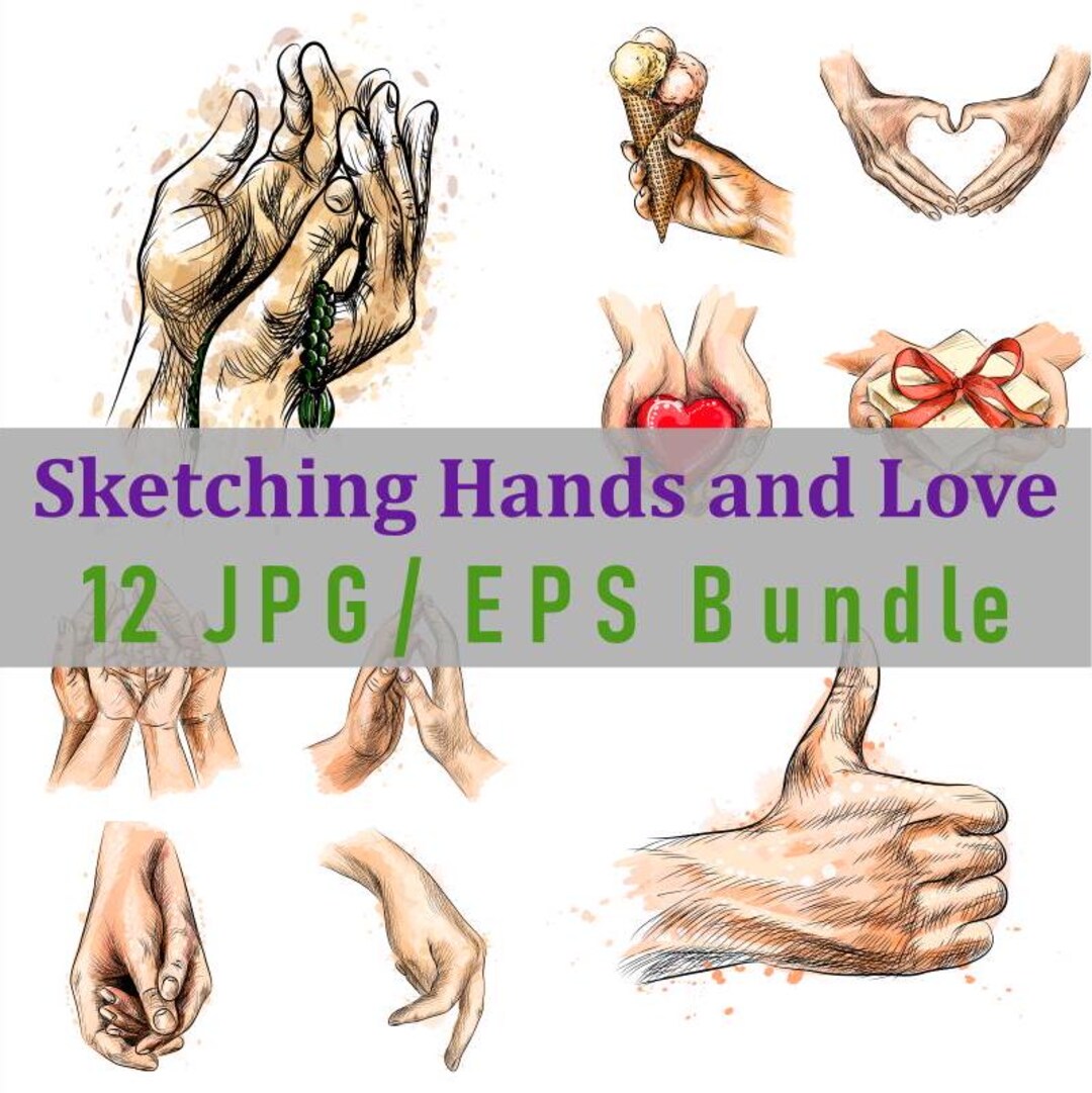 Inspirational Love Gesture Sketches Ideal for Cards Decor T-shirts and ...