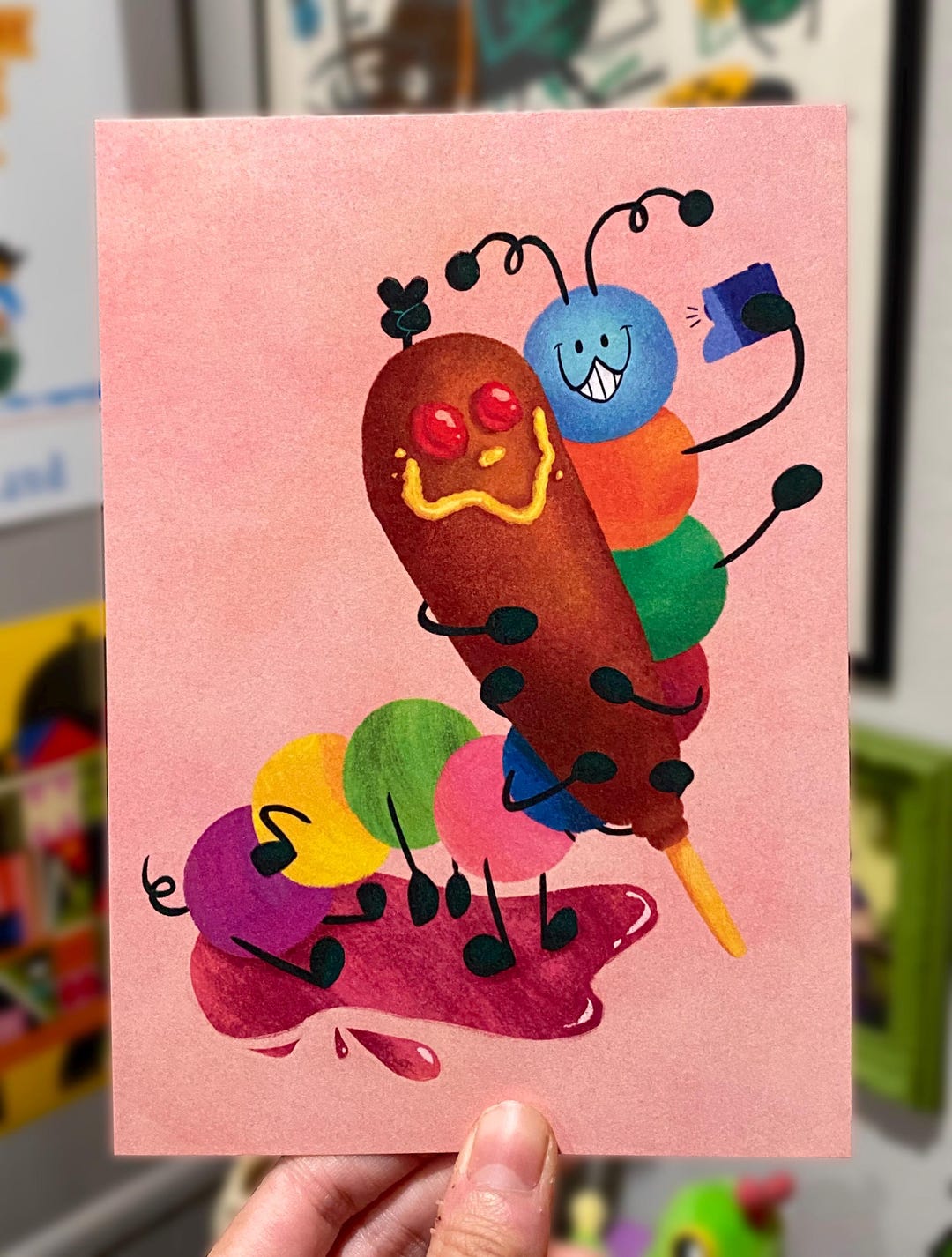 Hungry Cappy With Corn Dog Cute Bug Art Print - Etsy