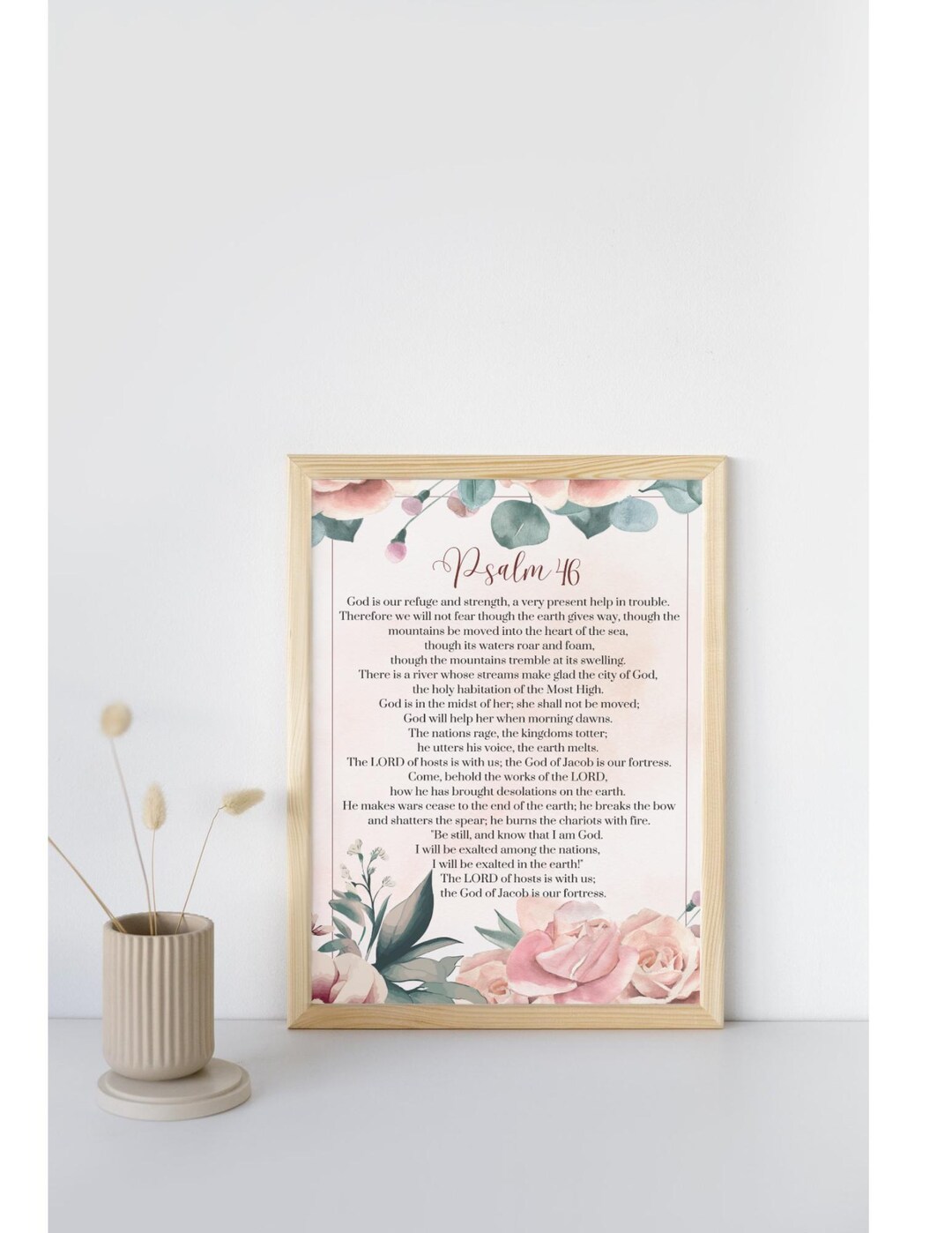 Psalm 46 Printable Art Decor God is Our Refuge Mighty Fortress ...