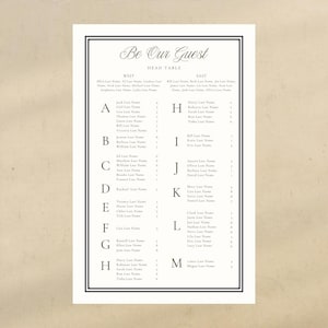 Modern Wedding Seating Chart Template | Alphabetical Guests, Custom ...