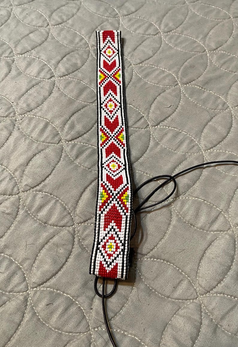 Apache 1-1/4" Glass Beaded Handmade Native American Hatband--please ...