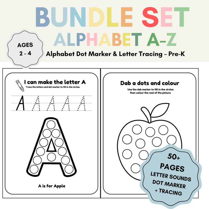 Alphabet Dot Marker & Letter Tracing Worksheets | Preschool A–Z Letter ...