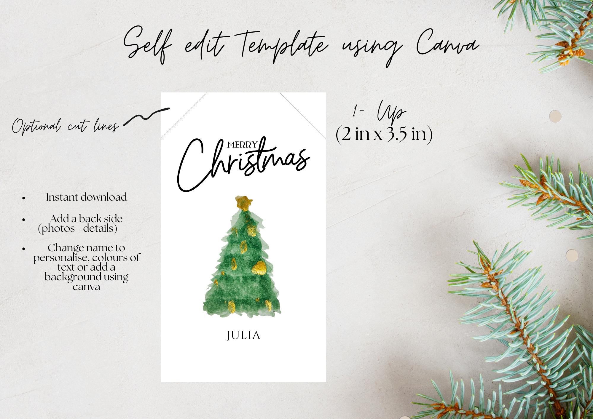 Christmas Tree Editable Printable Gift Tag, Christmas Gift Tag Template ...