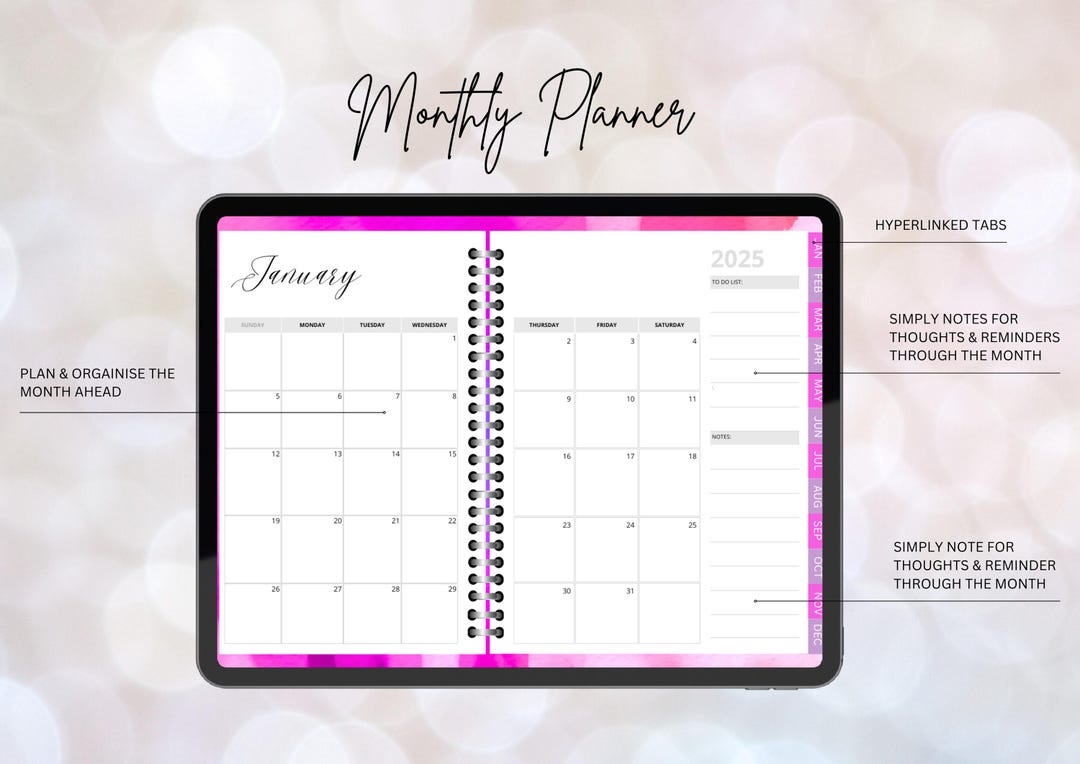 2025 Digital Month to Month Planner, Monthly Calendar 2025, Monthly ...
