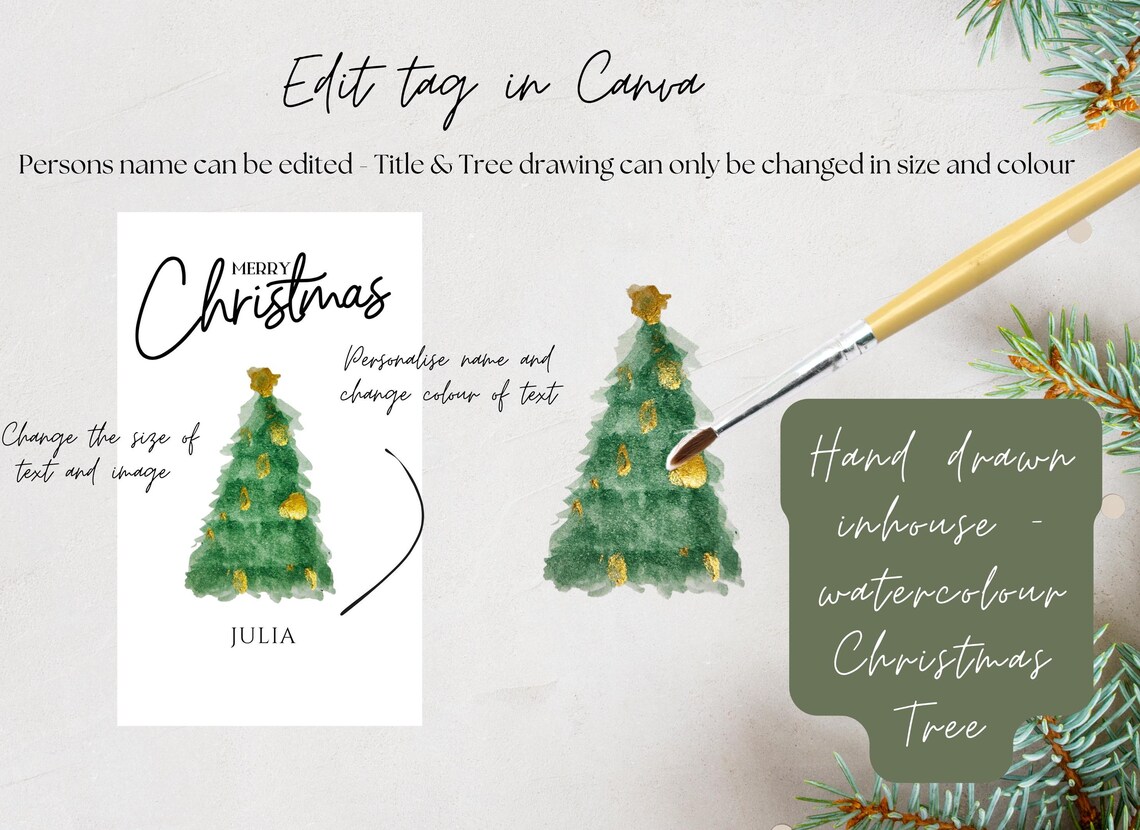 Christmas Tree Editable Printable Gift Tag, Christmas Gift Tag Template ...