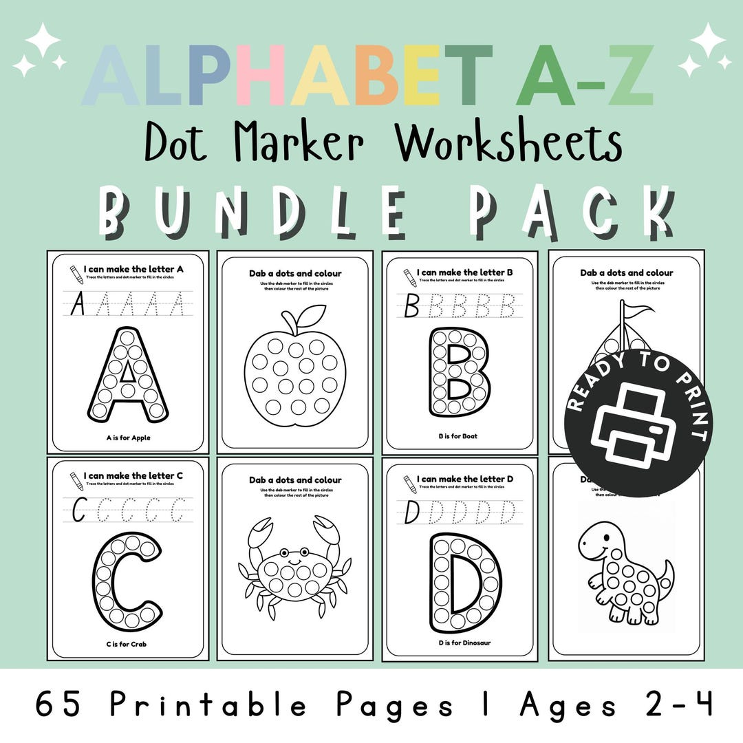 Alphabet Dot Marker Worksheets A–Z | ABC Dab It Printable | Preschool ...