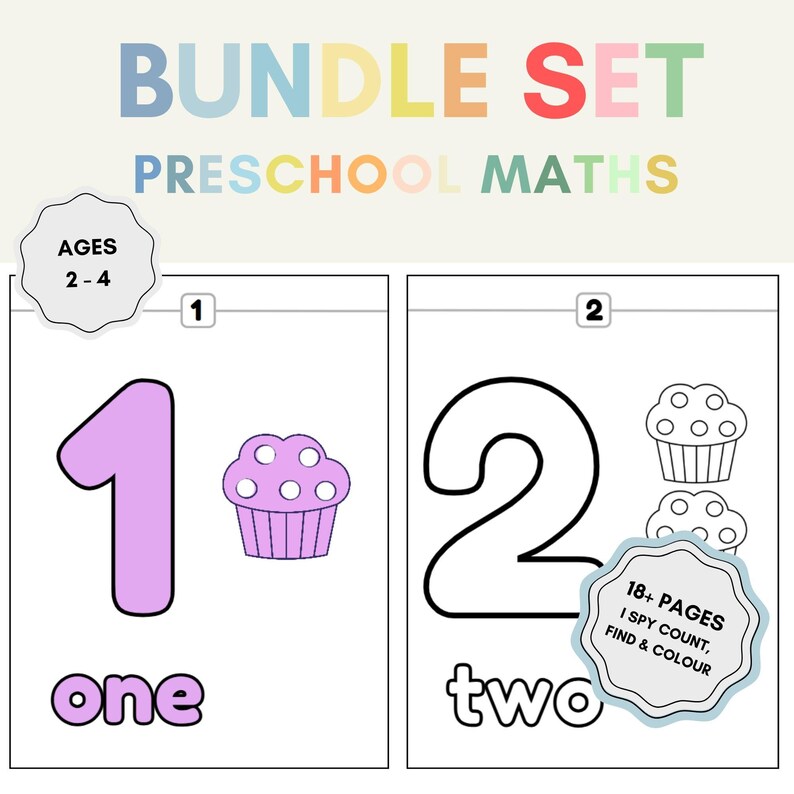 Preschool Math Worksheets Bundle – Trace, Count, Colour & Sort ...