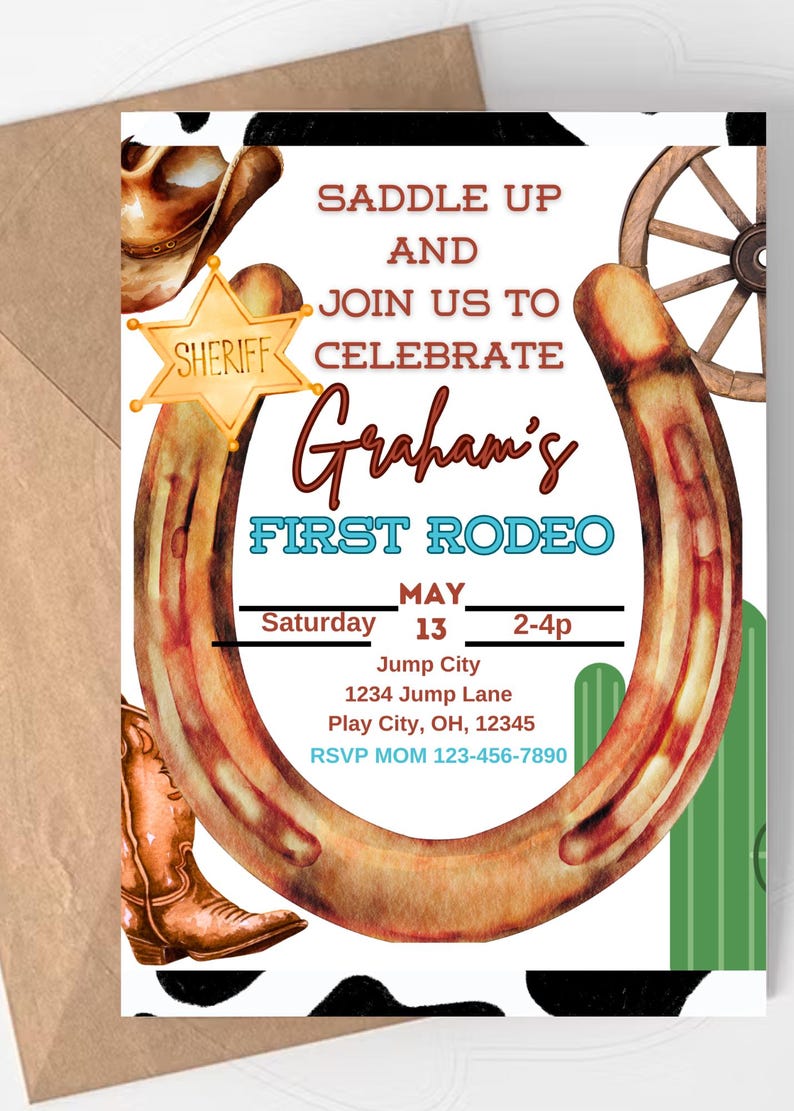 Cowboy First Birthday Invitation Editable Digital Printable Western ...