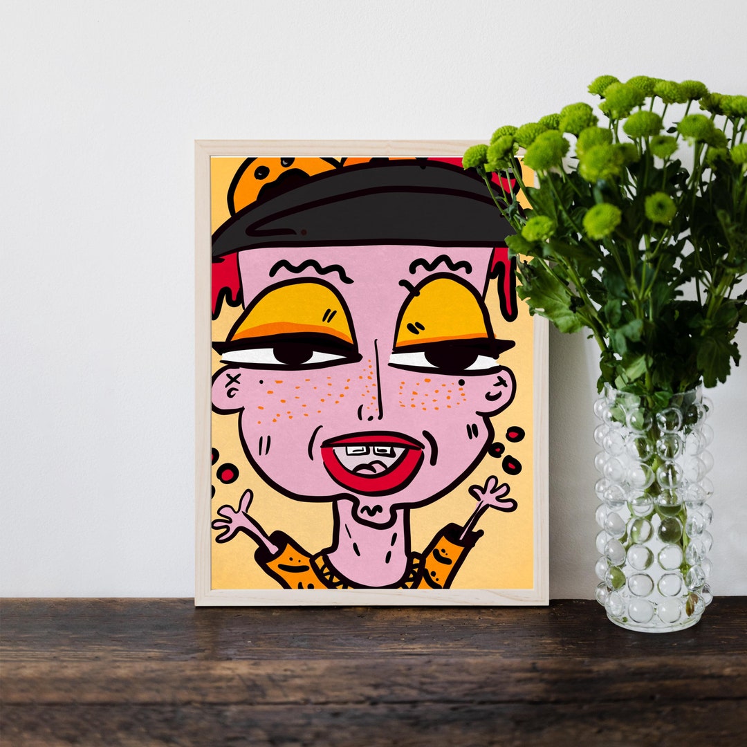 French Boy Beret Print: Playful Cartoon Wall Art (digital Download) - Etsy