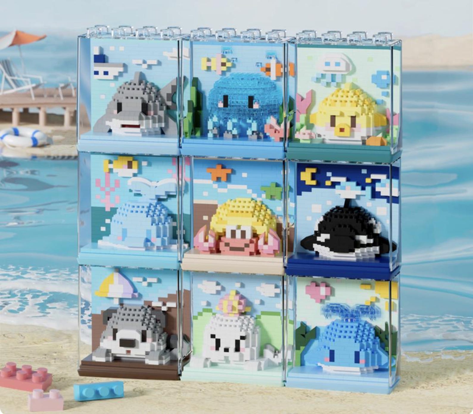 Cute Sea Animals Creature Building Toy Blocks Marine Life Mini Bricks ...