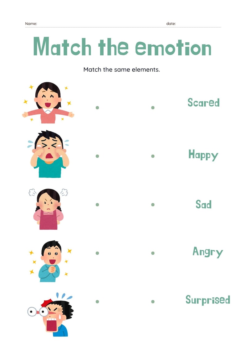 Kids Emotions and Feelings Worksheet - Etsy