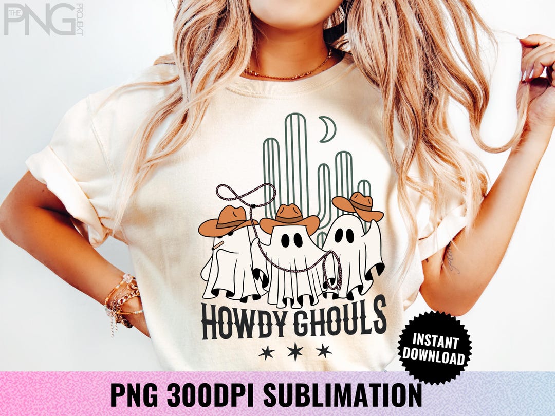 Howdy Ghouls Png, Cowboy Ghost Png, Spooky Western Png, Retro Halloween ...