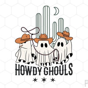 Howdy Ghouls Png, Cowboy Ghost Png, Spooky Western Png, Retro Halloween ...