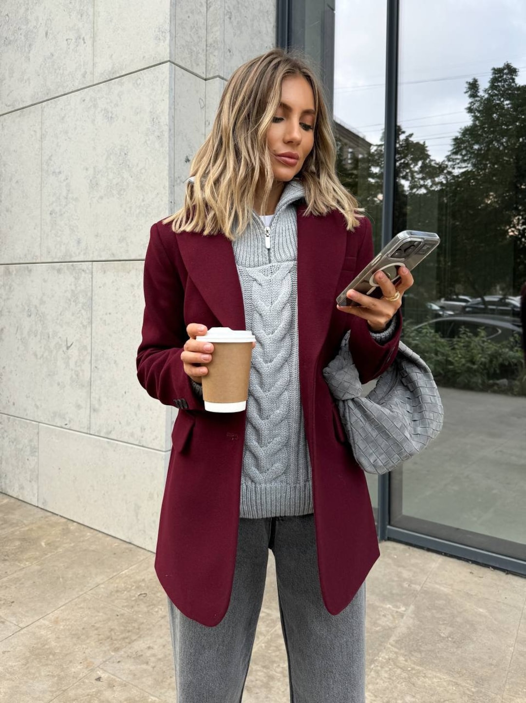 Burgundy Wool Coat, Winter Coat Women, Short Wool Coat, Wool Jacket ...