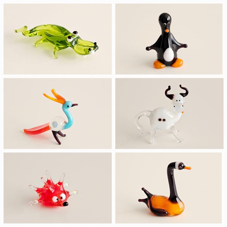 NEW COLLECTION - Handcrafted 1-inch Mini Glass Animal Figurines | Set ...