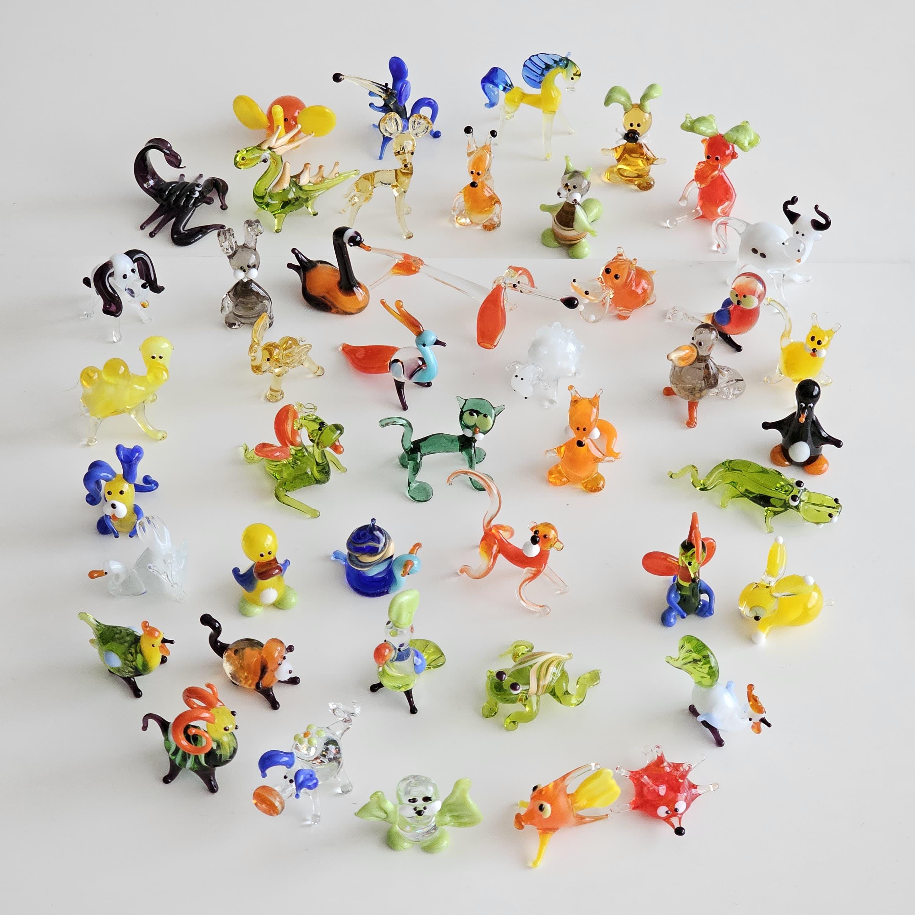 NEW COLLECTION - Handcrafted 1-inch Mini Glass Animal Figurines | Set ...
