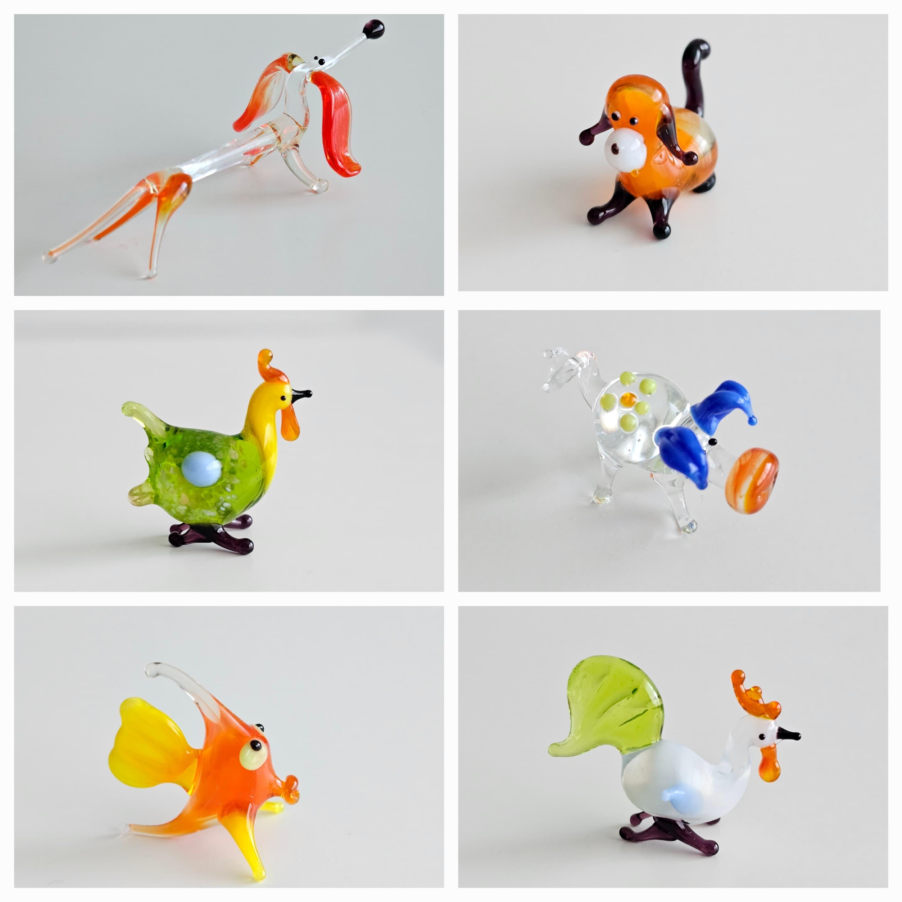 NEW COLLECTION - Handcrafted 1-inch Mini Glass Animal Figurines | Set ...