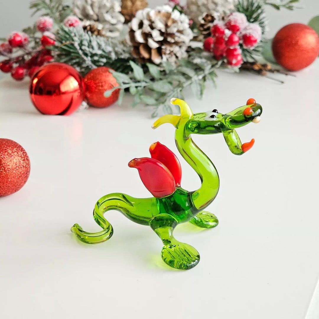 Unique Handcrafted Glass Dragon Figurine Unique Collectible Sculpture 3 ...
